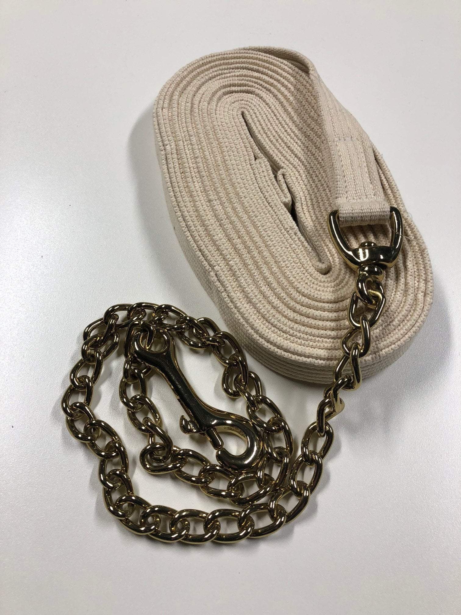 30' Cotton Lunge Line with 30" Brass Plated Chain — Warmblood Tack Store