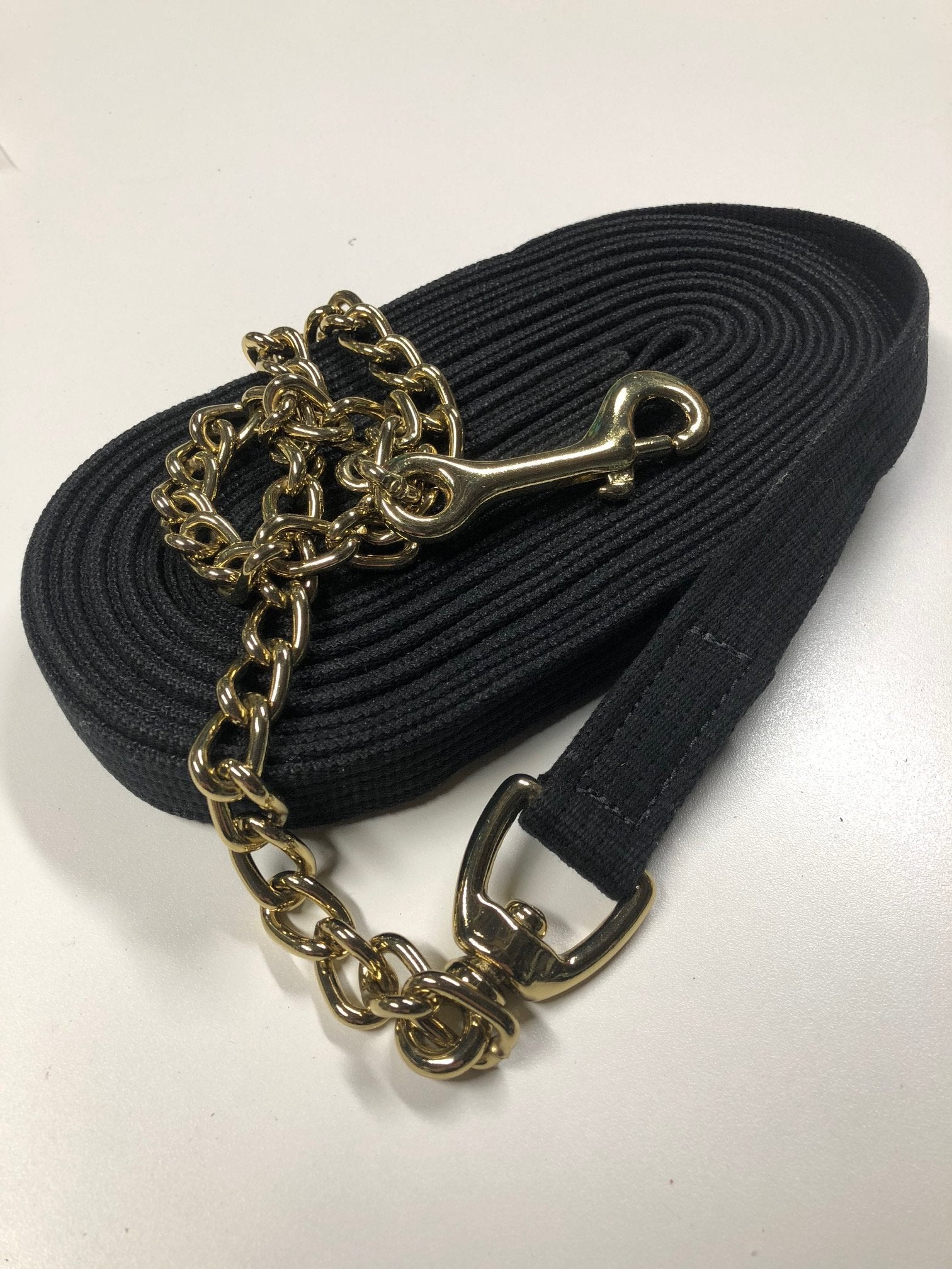 30' Cotton Lunge Line with 30" Brass Plated Chain — Warmblood Tack Store