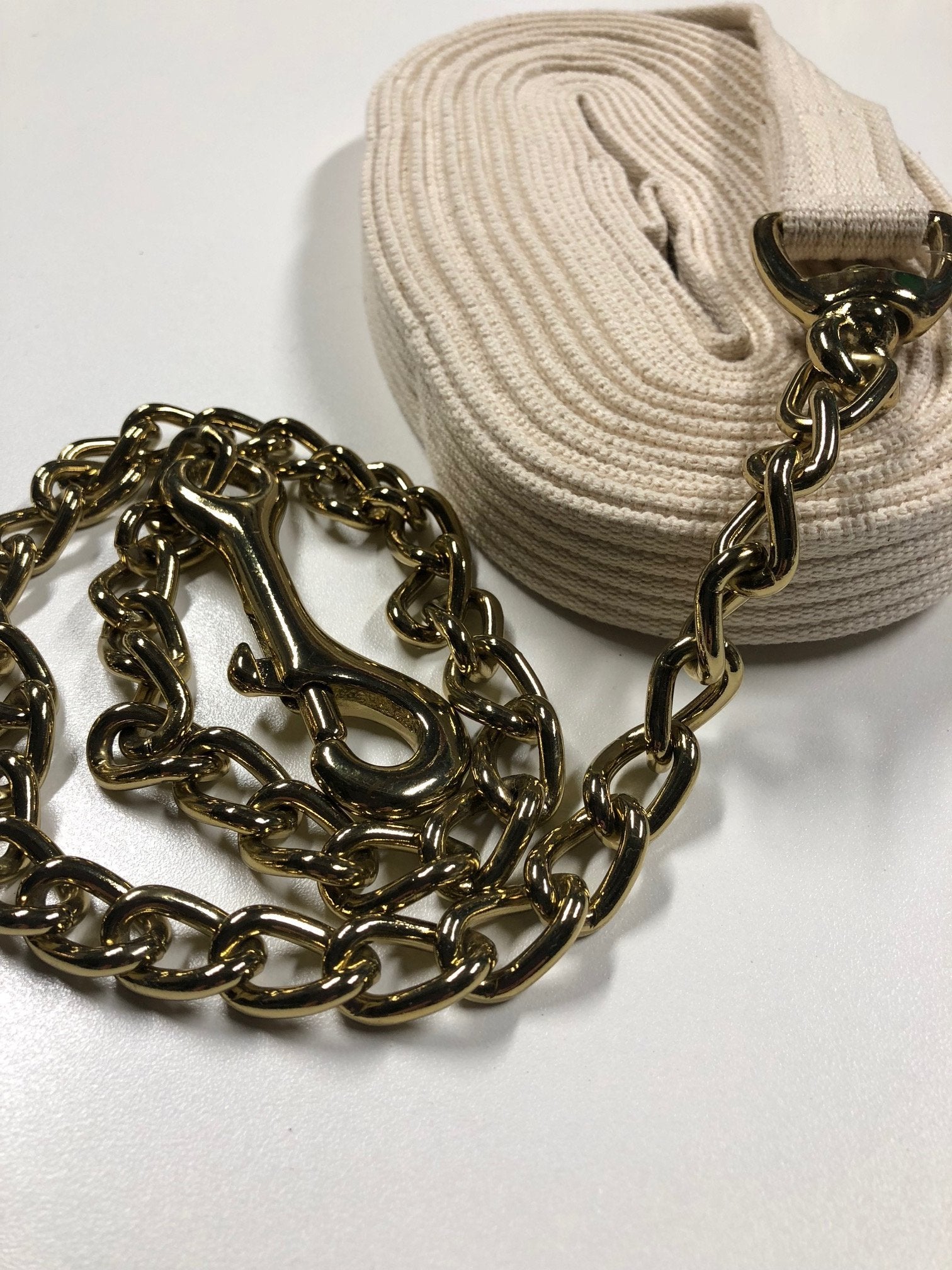30' Cotton Lunge Line with 30" Brass Plated Chain — Warmblood Tack Store